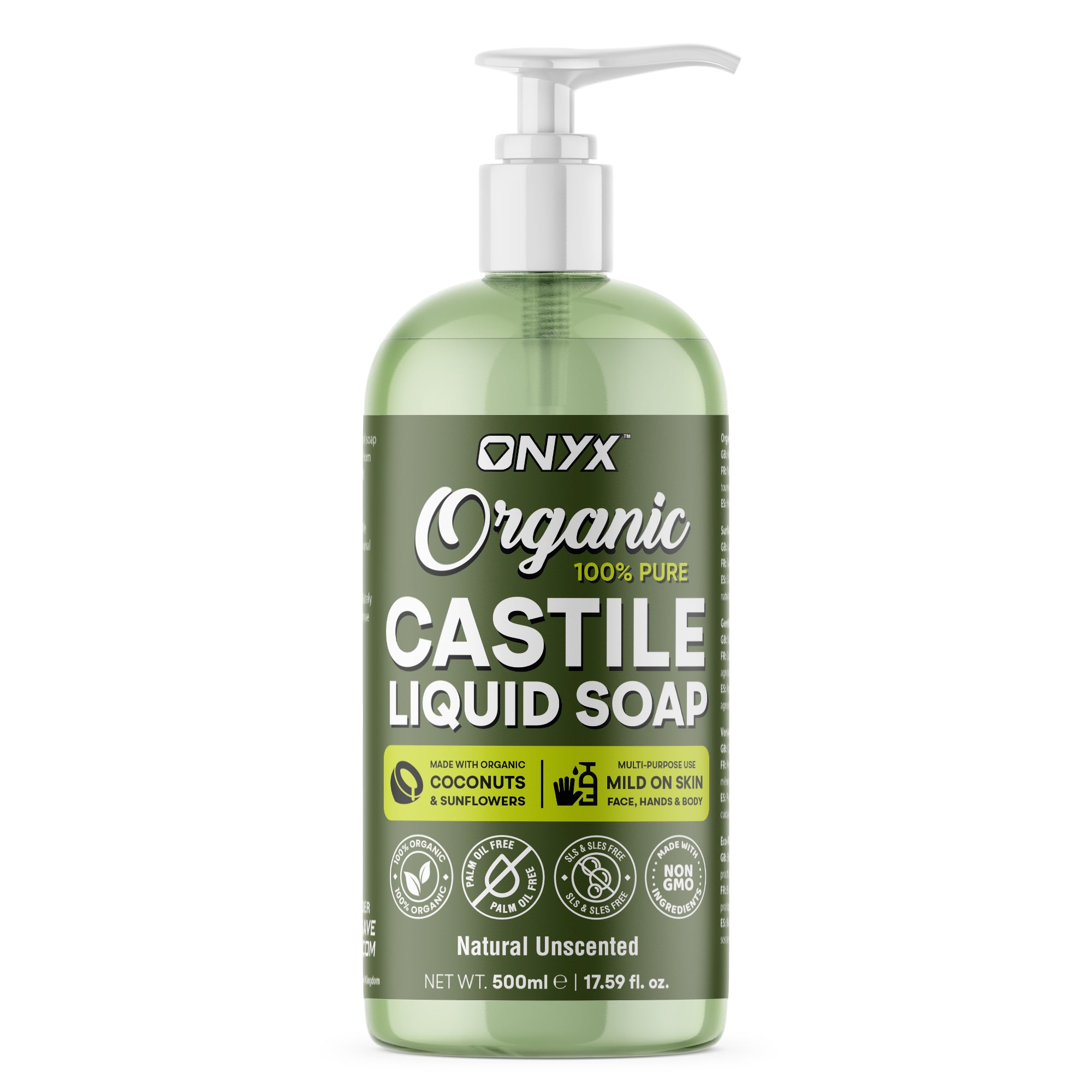 Organic Castile Soap 500ml - 100% Pure & Vegan Grade – ONYX